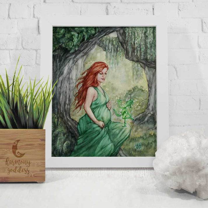 Earth Mother Pregnant Goddess Art Print - wiccan, pagan, druid gift ...